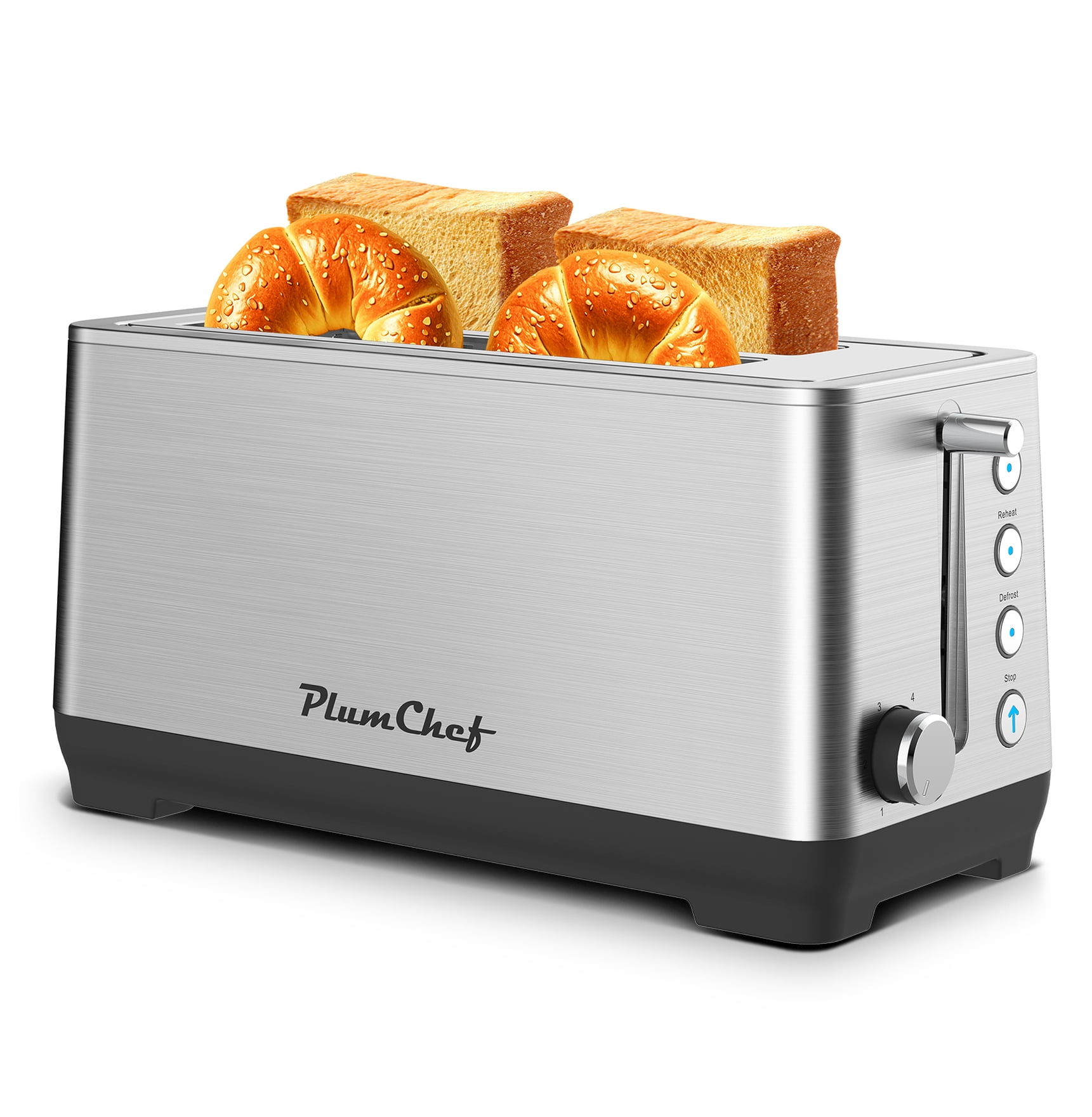 4-Slice Extra Wide Long Slot Toaster ,Stainless Steel with Warming Rack ...