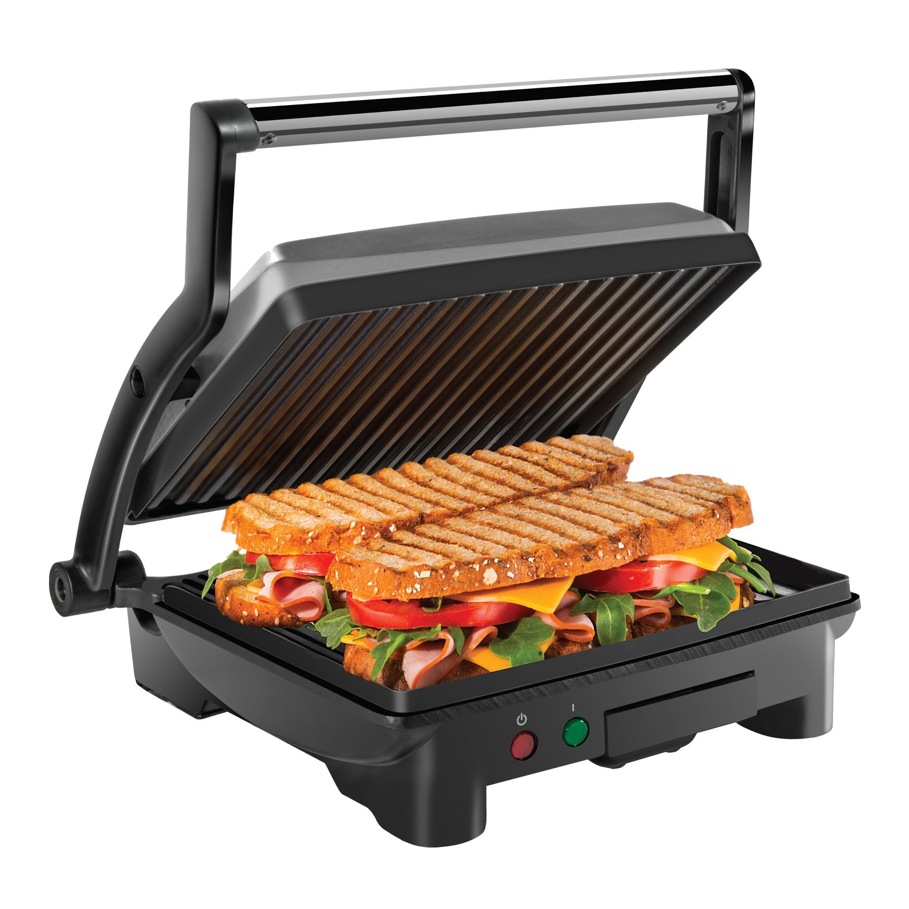 4 Slice Panini Press and Grill Combo, Non-Stick Coated Plates for ...