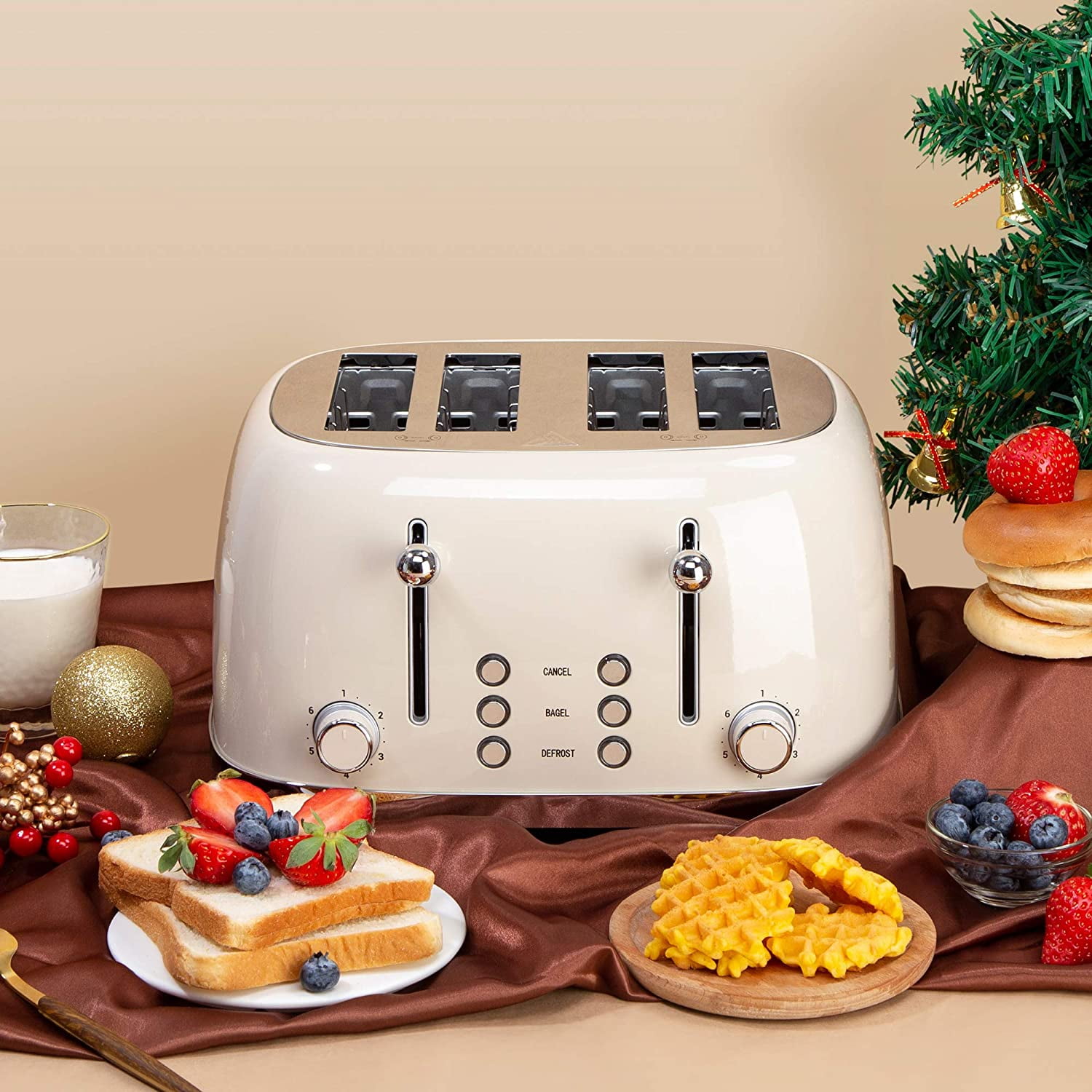 4-Slice Retro Stainless Steel Toaster, Extra-Wide Slots for Bagels ...