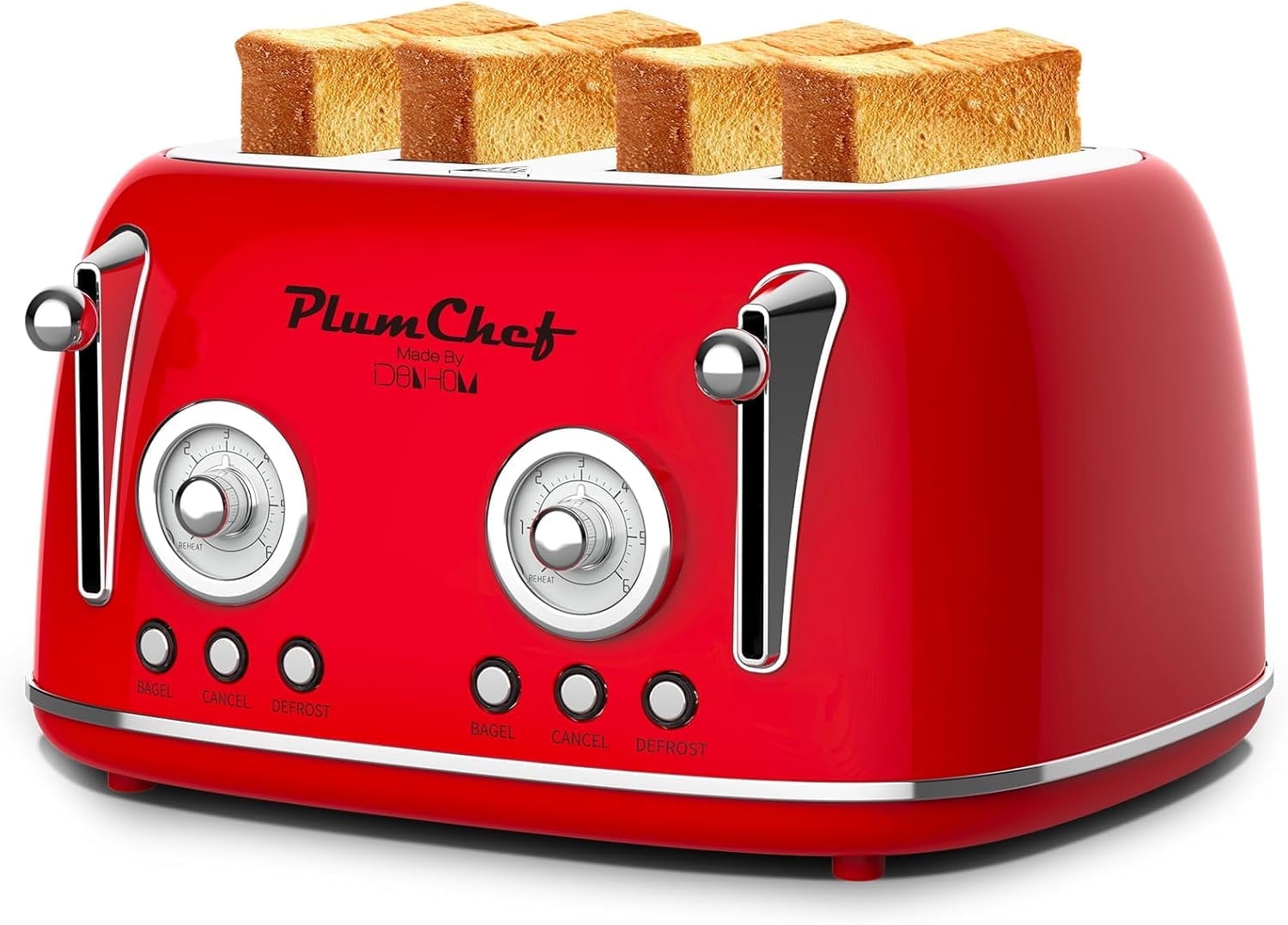 4 Slice Retro Style Toaster, Dual Control Toaster, 6 Browning Settings ...