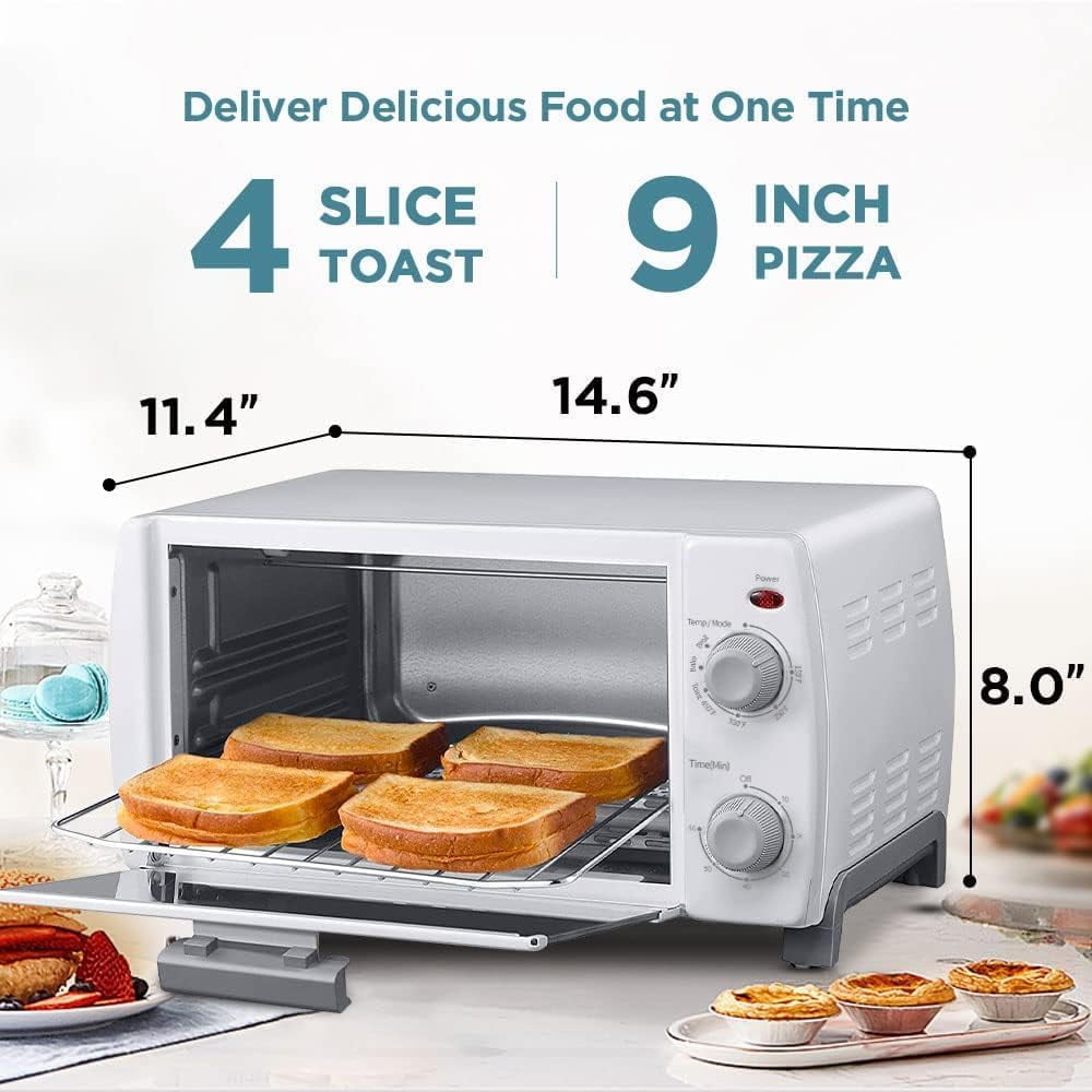 4 Slice Small Toaster Oven Countertop, Retro Compact Design, Multi ...
