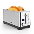 4 Slice Stainless Steel Toaster with Extra Wide Slots,6 Toast Settings ...