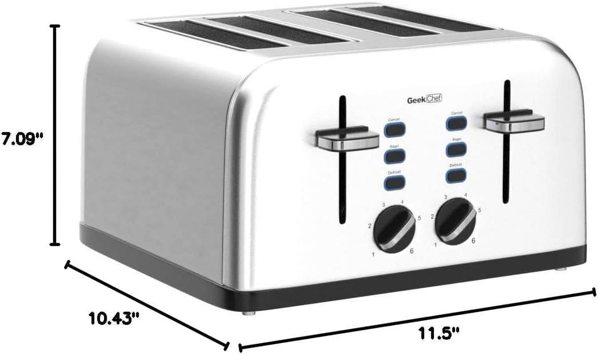 4-Slice Stainless Steel Toaster with Extra-Wide Slots, Dual Control ...