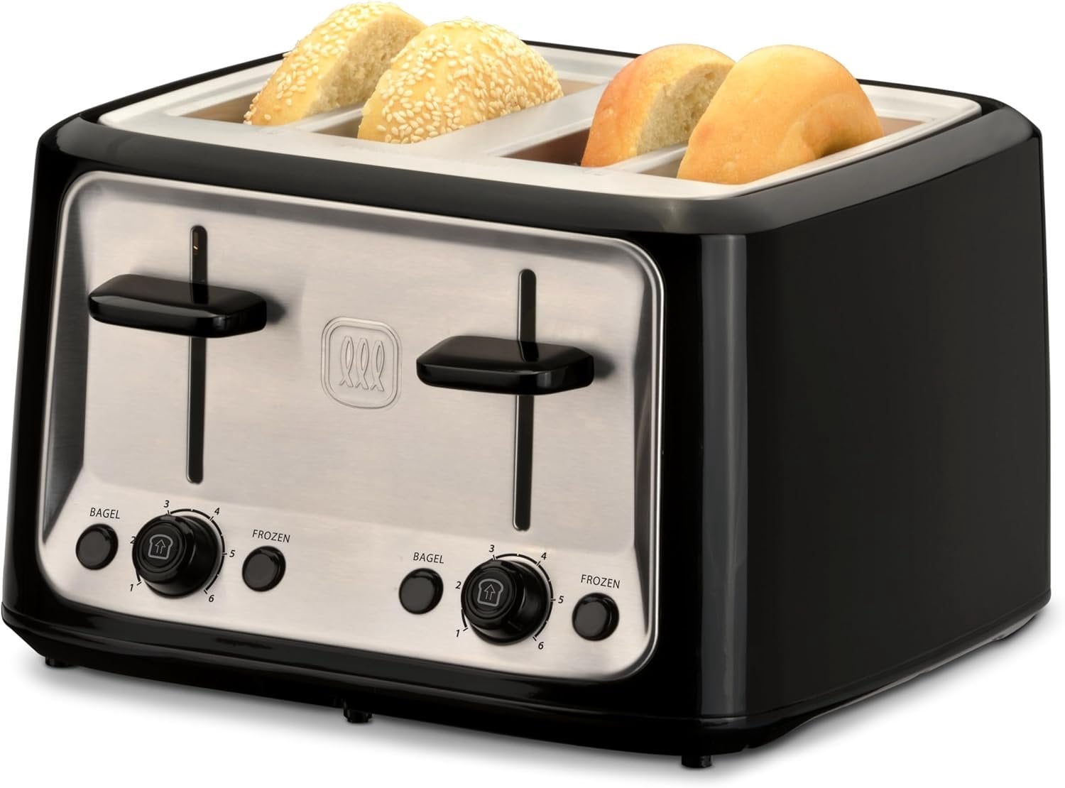 4-Slice Toaster - Black with Stainless - Multi-Function Toaster with ...