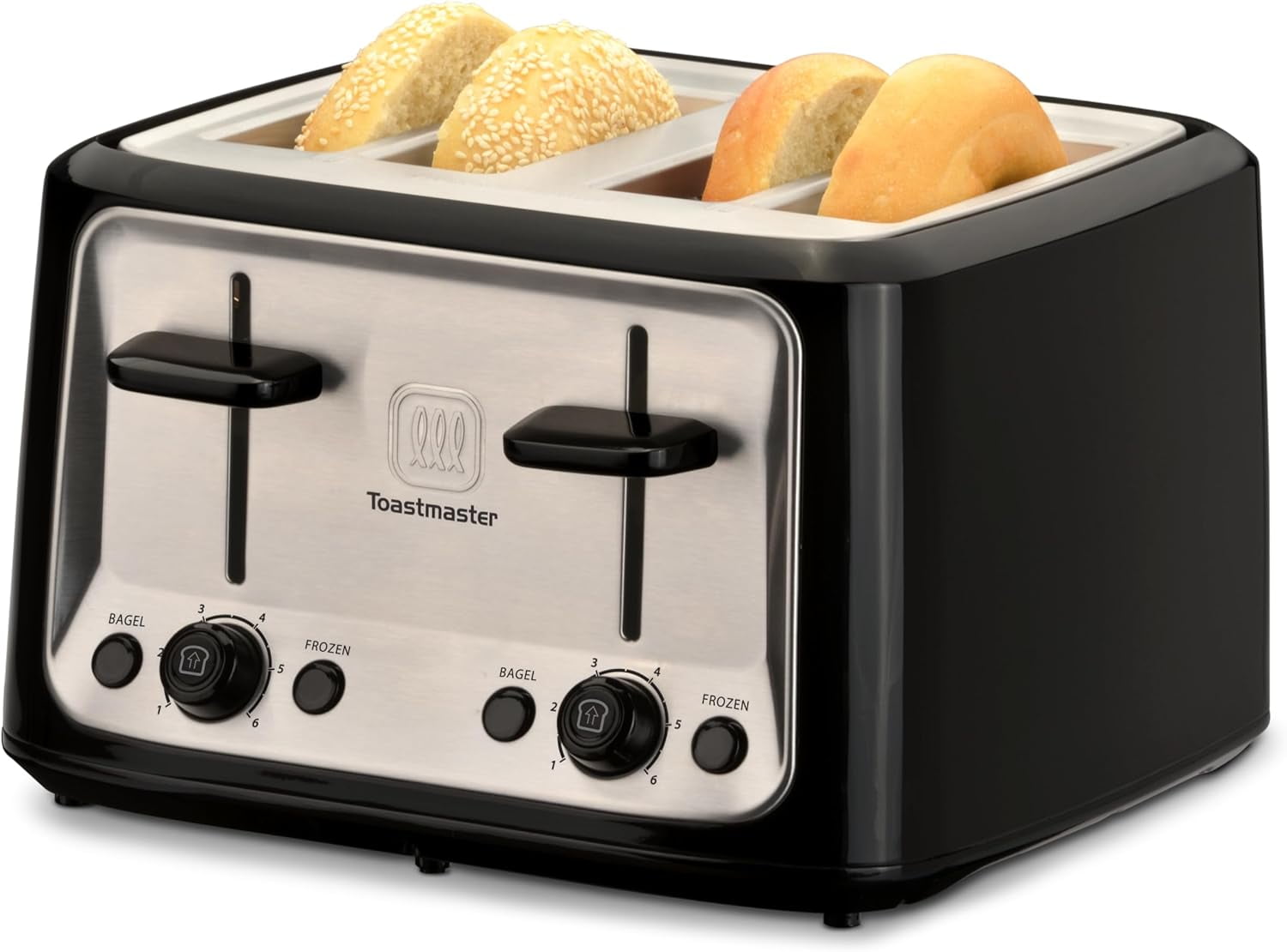 4-Slice Toaster - Black with Stainless Steel Multi-Function Adjustable ...