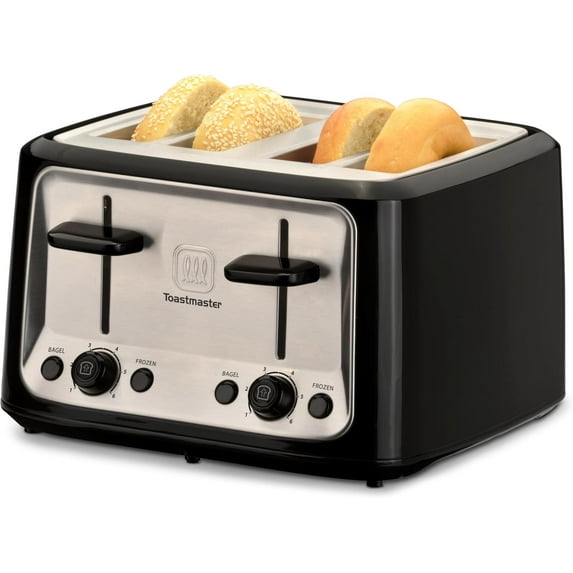 4-Slice Toaster - Black with Stainless Steel Multi-Function Adjustable ...