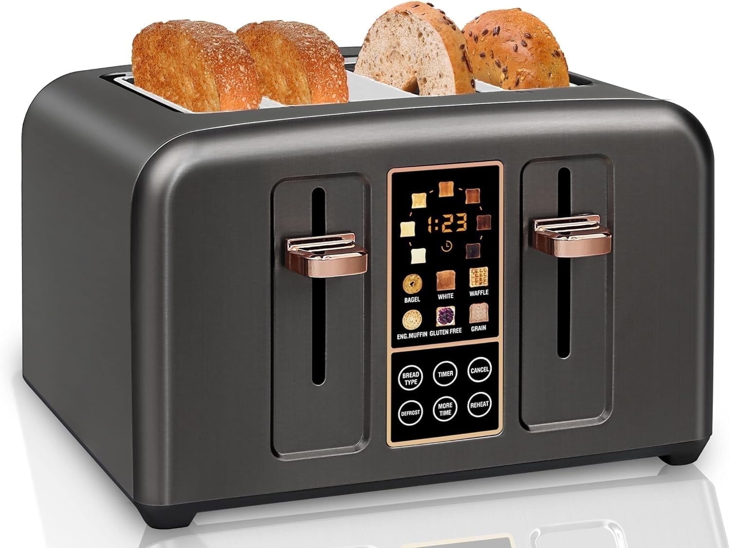 4 Slice Toaster , Brushed Stainless Toaster & Touch Control, LCD ...