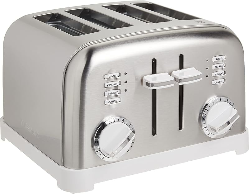 4 Slice Toaster, Compact Stainless Steel Toaster with Extra-Wide Slots ...