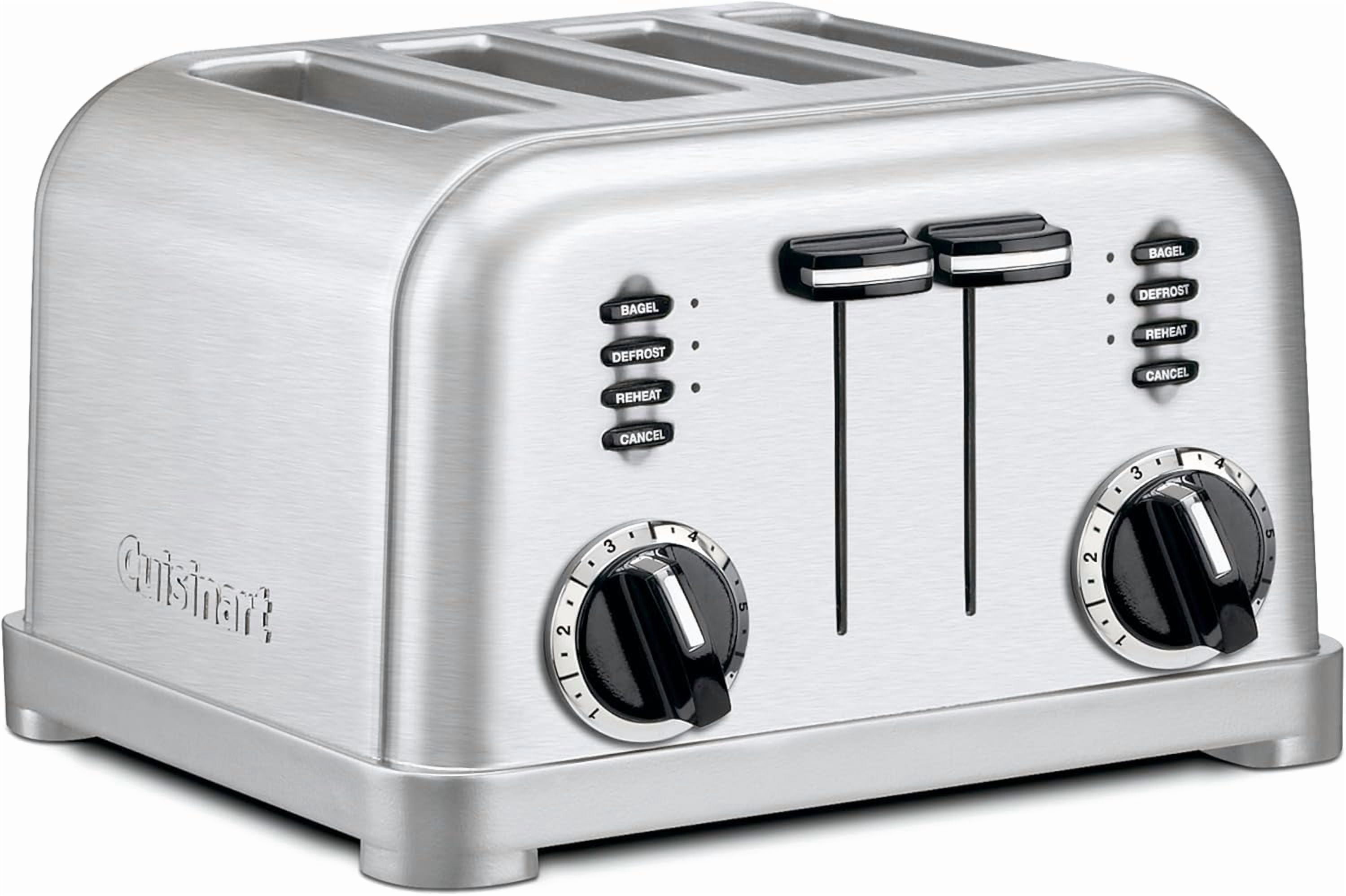 4 Slice Toaster, Compact Stainless Steel Toaster with Extra-Wide Slots ...