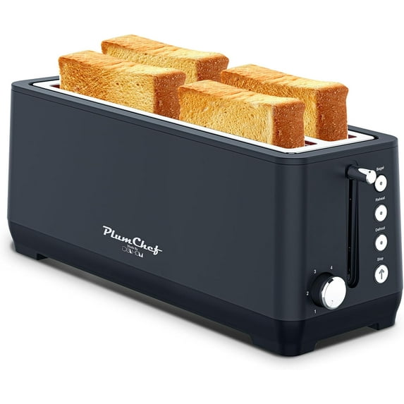 4-Slice Toaster, Extra Wide Long Slot Toaster, 6 Browning Settings ...