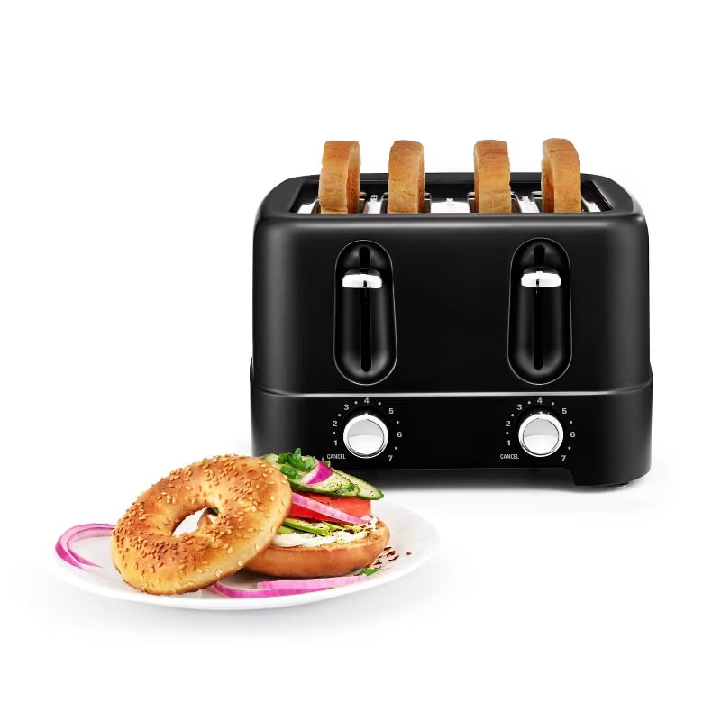 4-Slice Toaster: Gray, 1480W, Plastic, Spot Clean, 11.02" Width ...