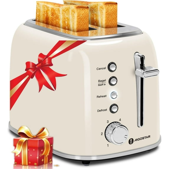 4 Slice Toaster, Long Slot Toaster With Warming Rack, Timer, Bagel ...