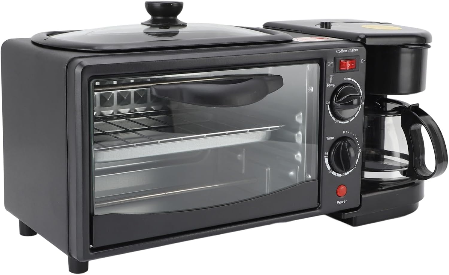 4 Slice Toaster Oven with Coffee Maker Breakfast Station, All in One ...