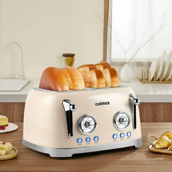 4 Slice Toaster - Retro Design with Extra Wide Slots, 6 Browning ...