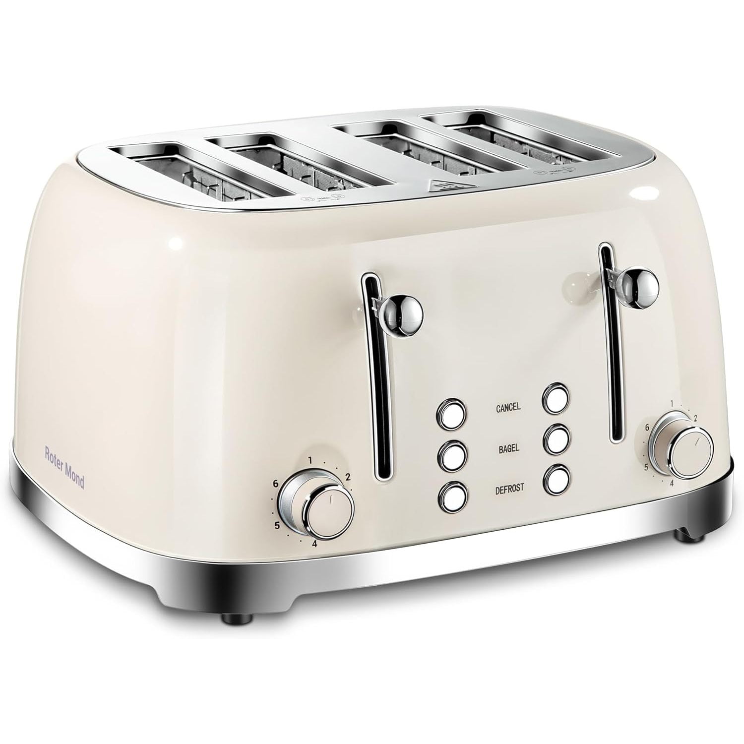 4 Slice Toaster Roter Mond Retro Stainless Steel with Bagel Defrost ...
