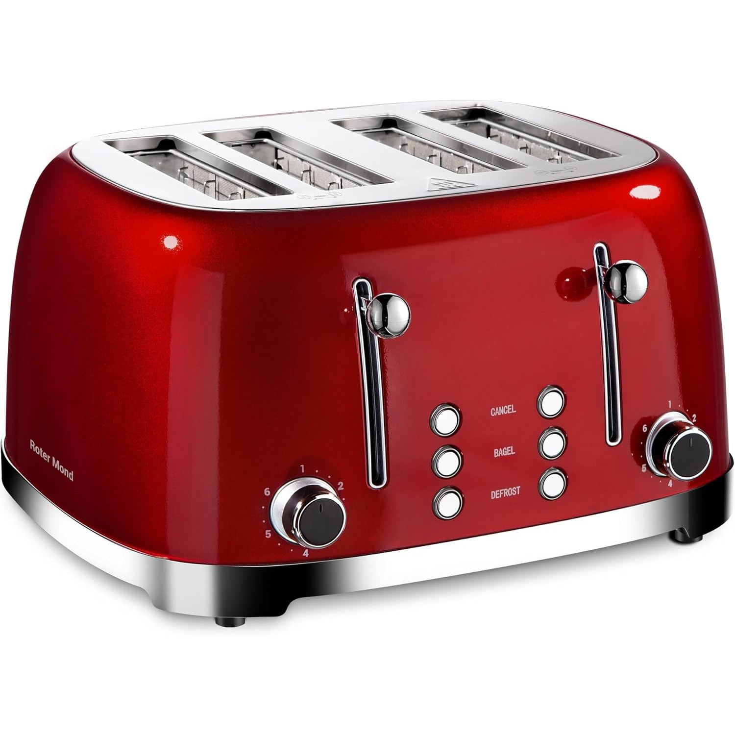 4 Slice Toaster Roter Mond Retro Stainless Steel Toasters with Bagel ...