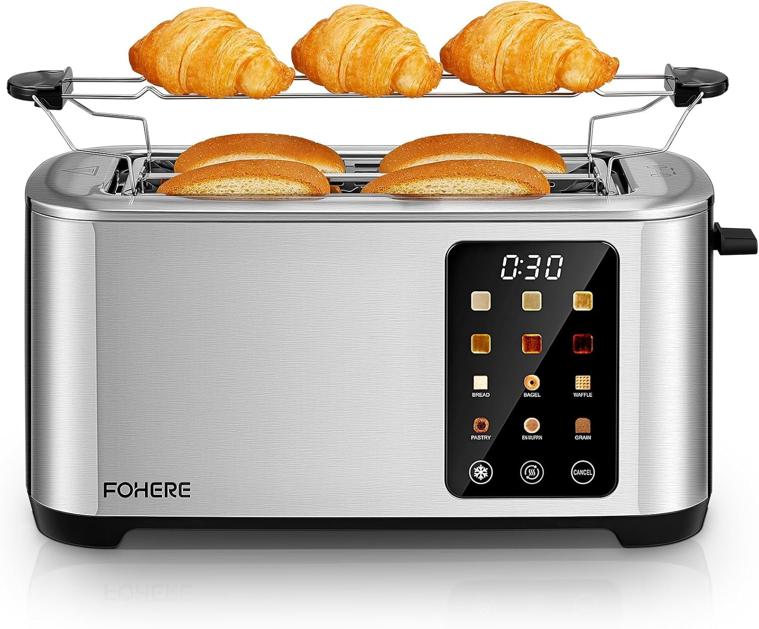 4 Slice Toaster Touch Screen Control, Long Extra Wide Slots Smart Bread ...