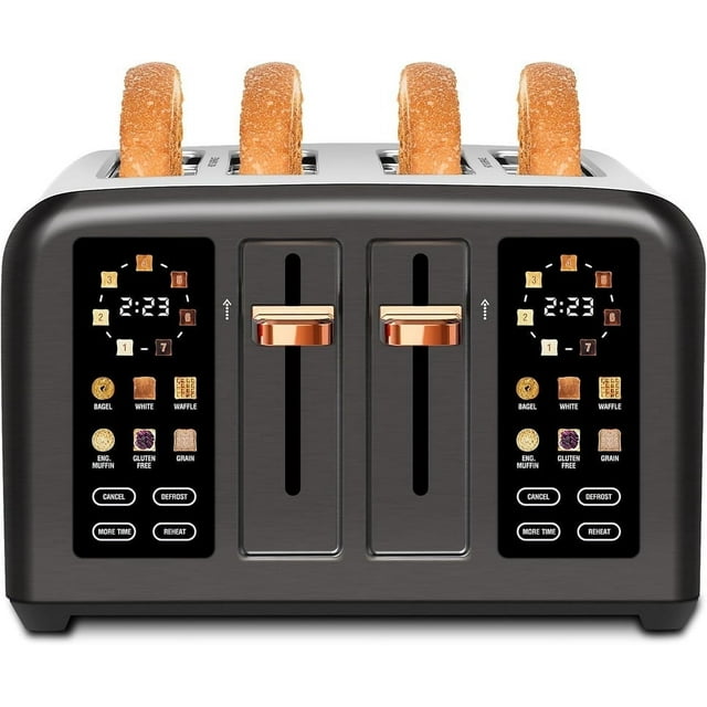 4 Slice Toaster Touch Screen Long Slot, Touch Screen for Dual Control ...