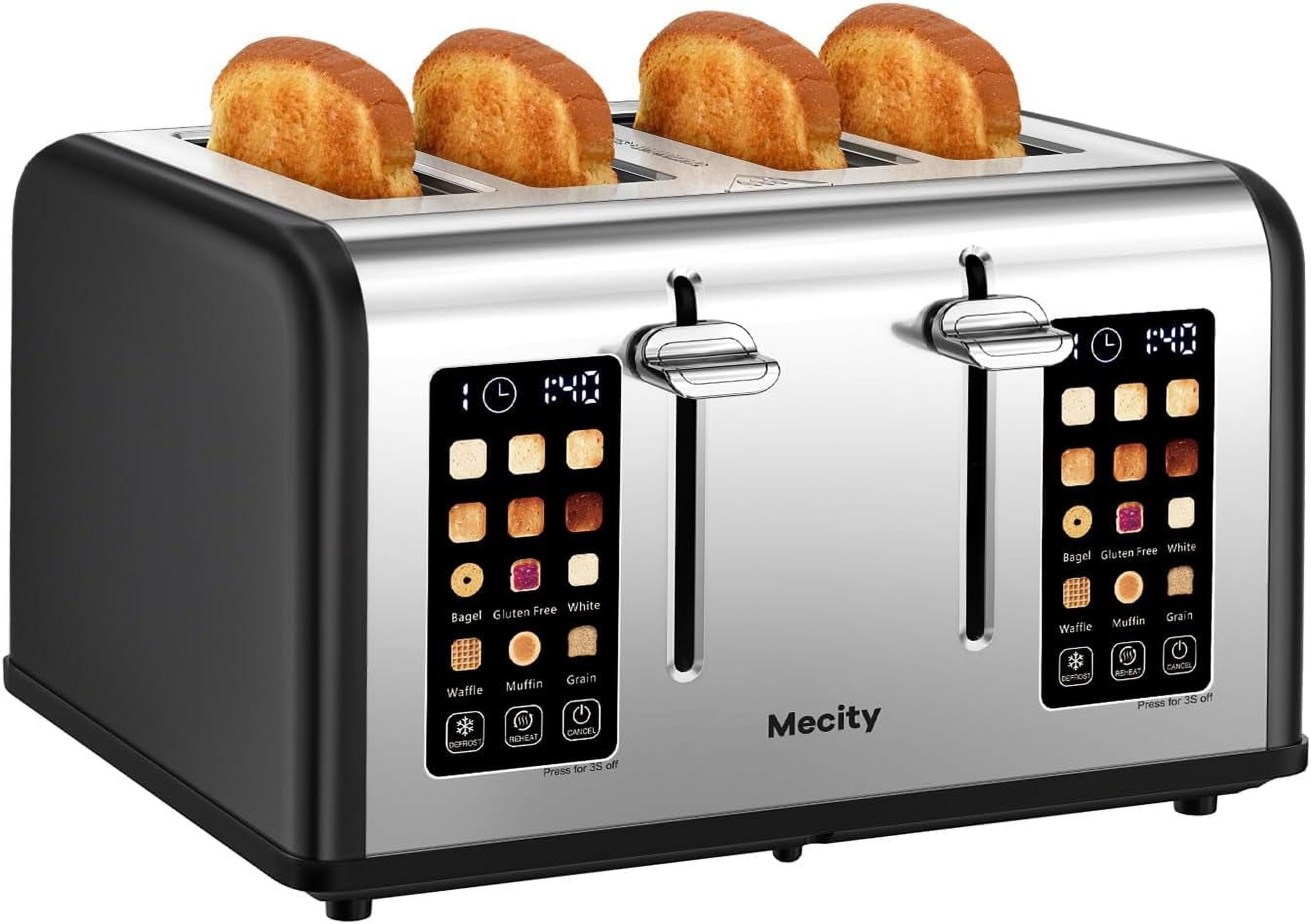 4 Slice Toaster with Touchscreen Control, 4 Wide Slots, Stainless Steel ...