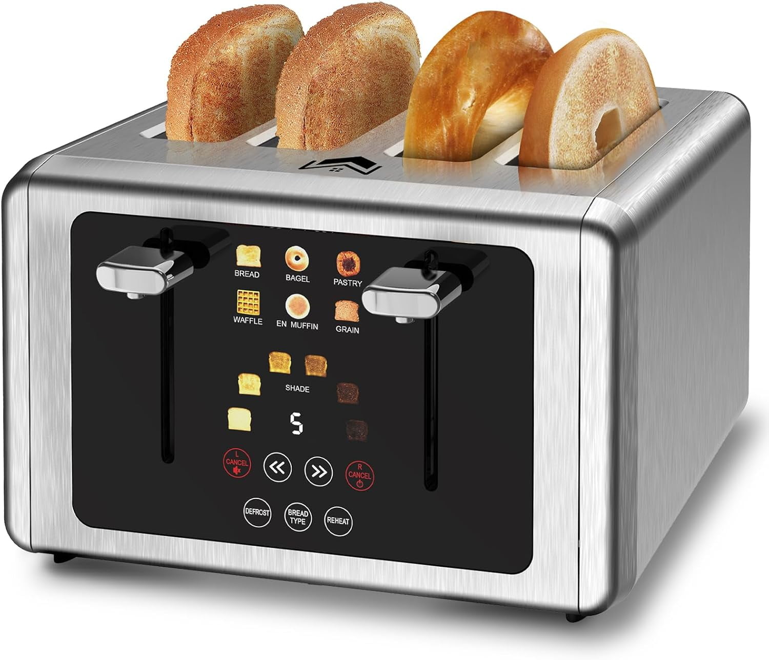 4 Slice Toaster, Touchscreen & Dual Independent Control Panel，5 Basic ...