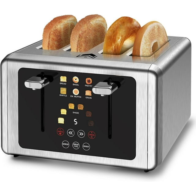 4 Slice Toaster, Touchscreen & Dual Independent Control Panel，5 Basic ...