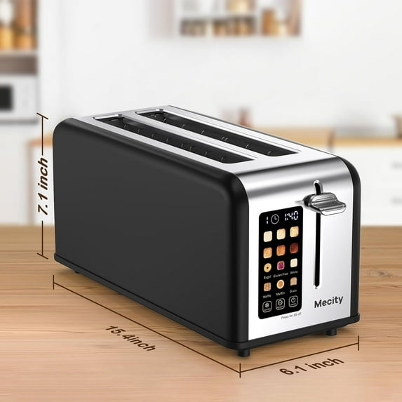 4 Slice Toaster with Touchscreen Long Slot, Stainless Steel Smart Bread ...