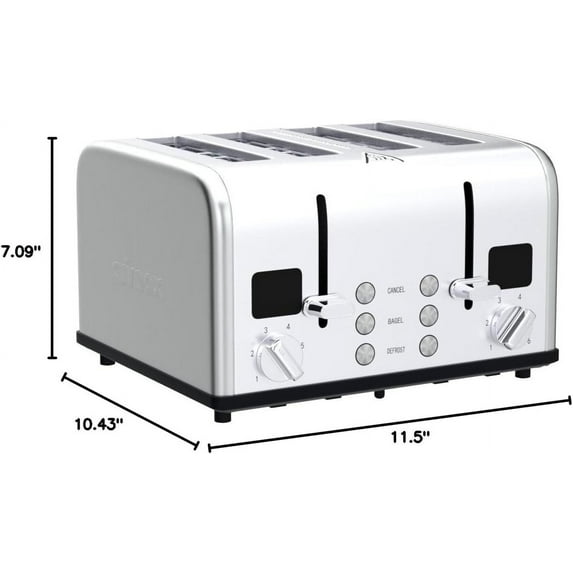 4 Slice Toaster - Ultra-Clear LED Display & Extra Wide Slots, Dual ...