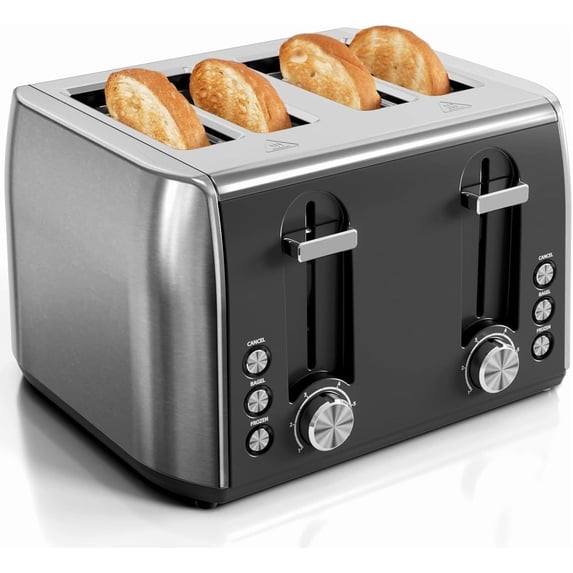 4 Slice Toaster with Crumb Tray for Easy Cleaning 6 Browning Settings ...