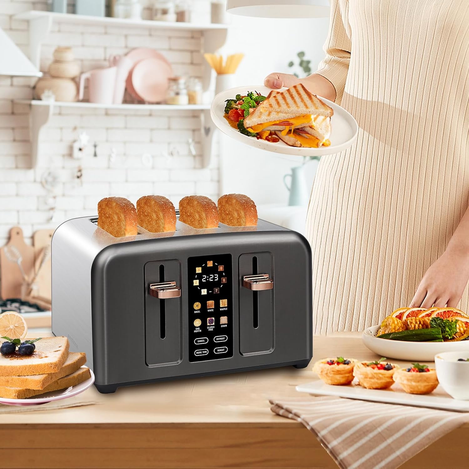 4-Slice Toaster with LCD Display and Touch Control - Walmart.com