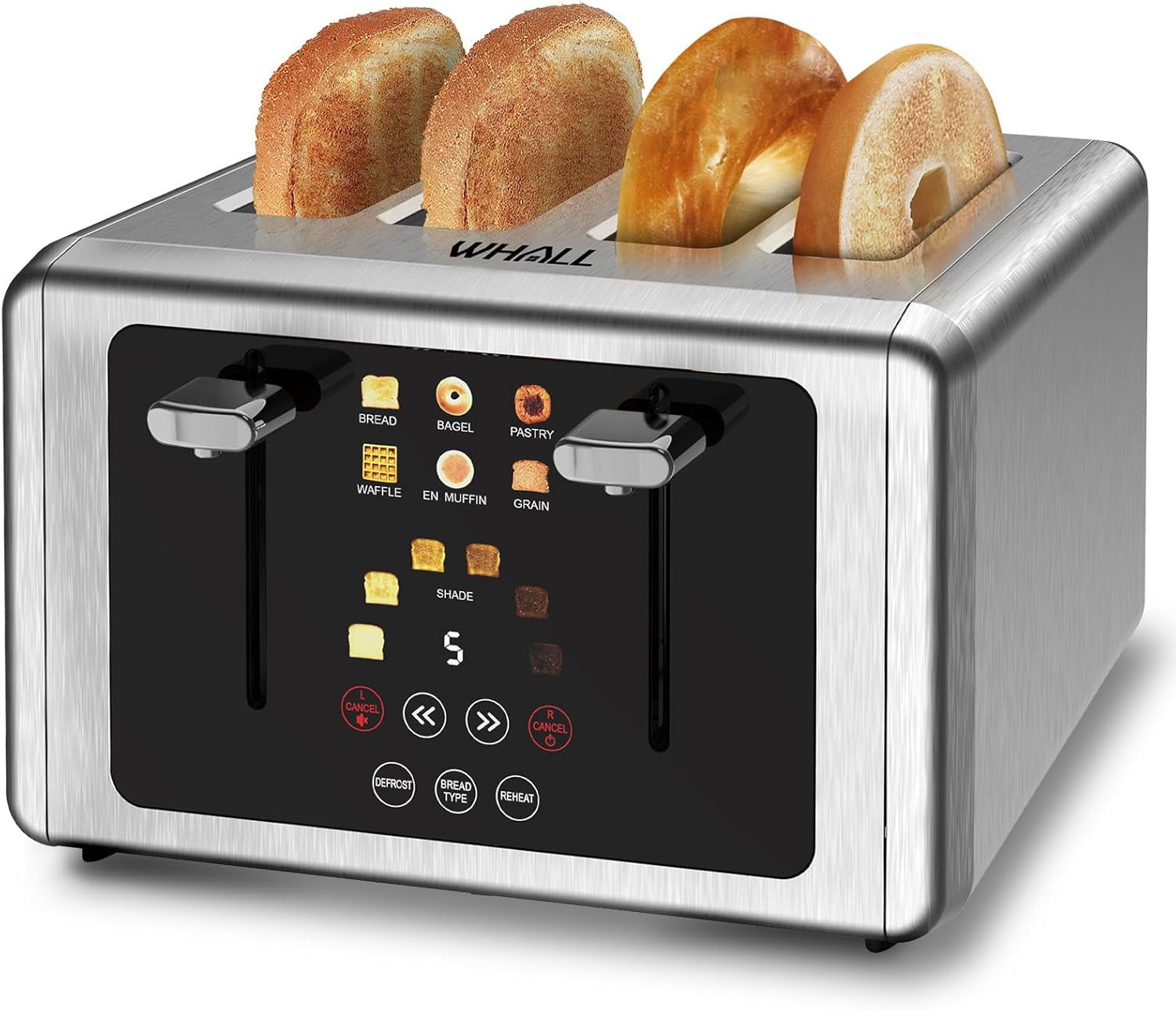 4 Slice Touch Screen Toaster, Stainless Steel, Digital Timer, Dual ...