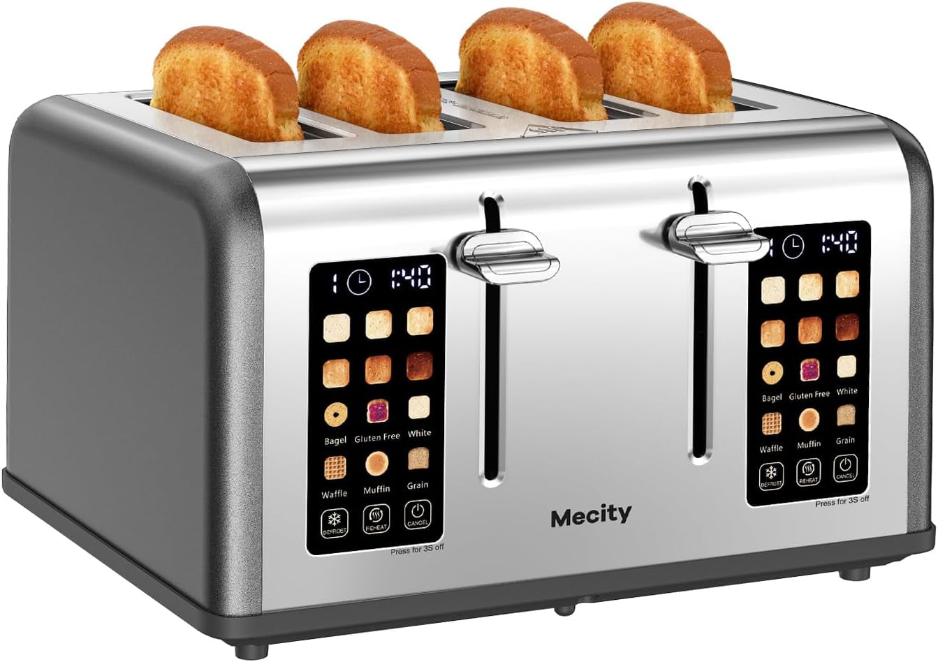 4-Slice Touch Screen Toaster with Wide Slots, Stainless Steel Design ...