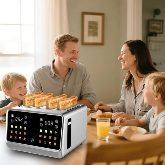 4 Slice Touch Screen Toaster with LCD Display - Stainless Steel Digital ...