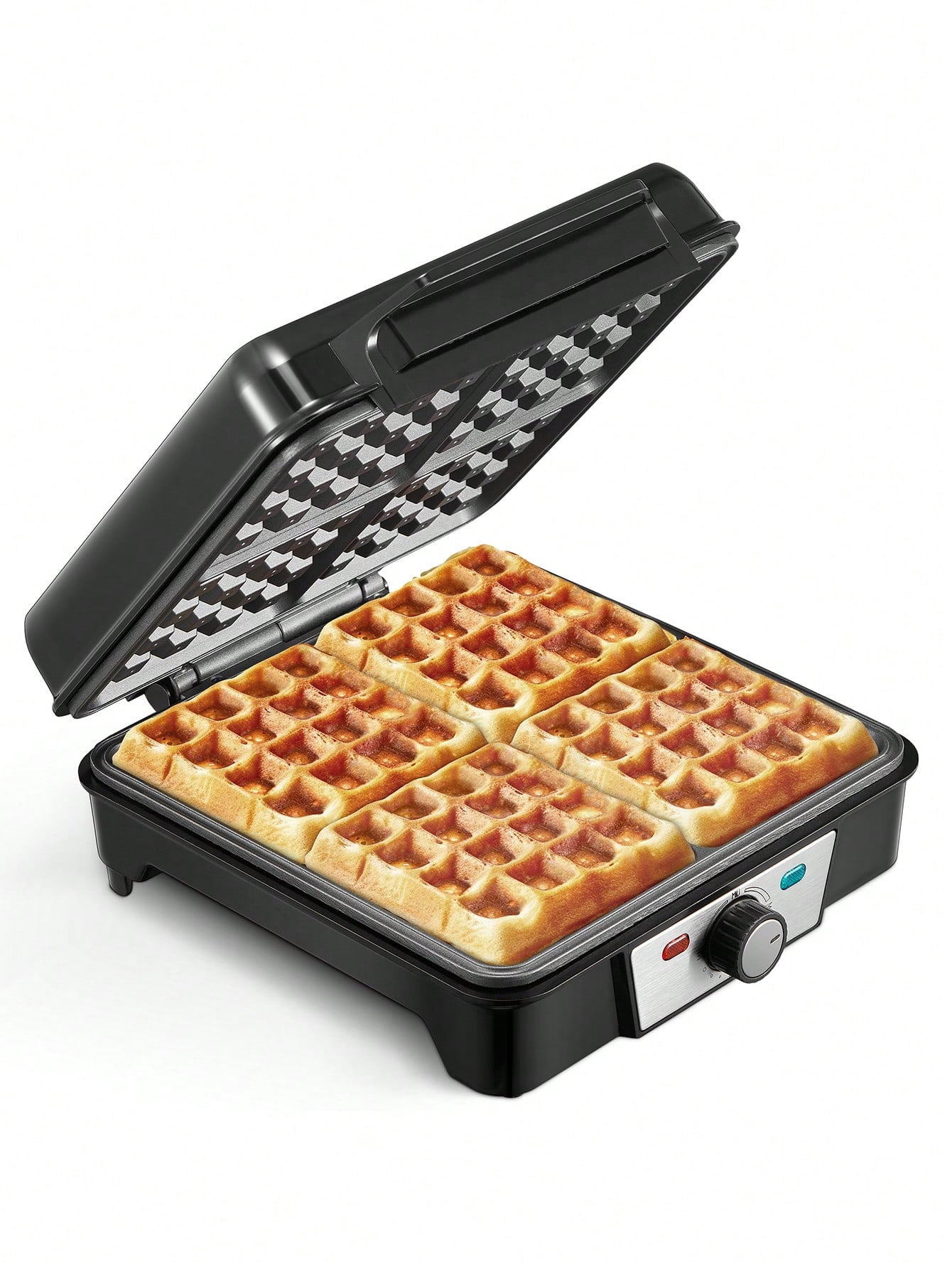 4-Slice Waffle Maker, 3 Browning Levels With Nonstick Square Waffler ...
