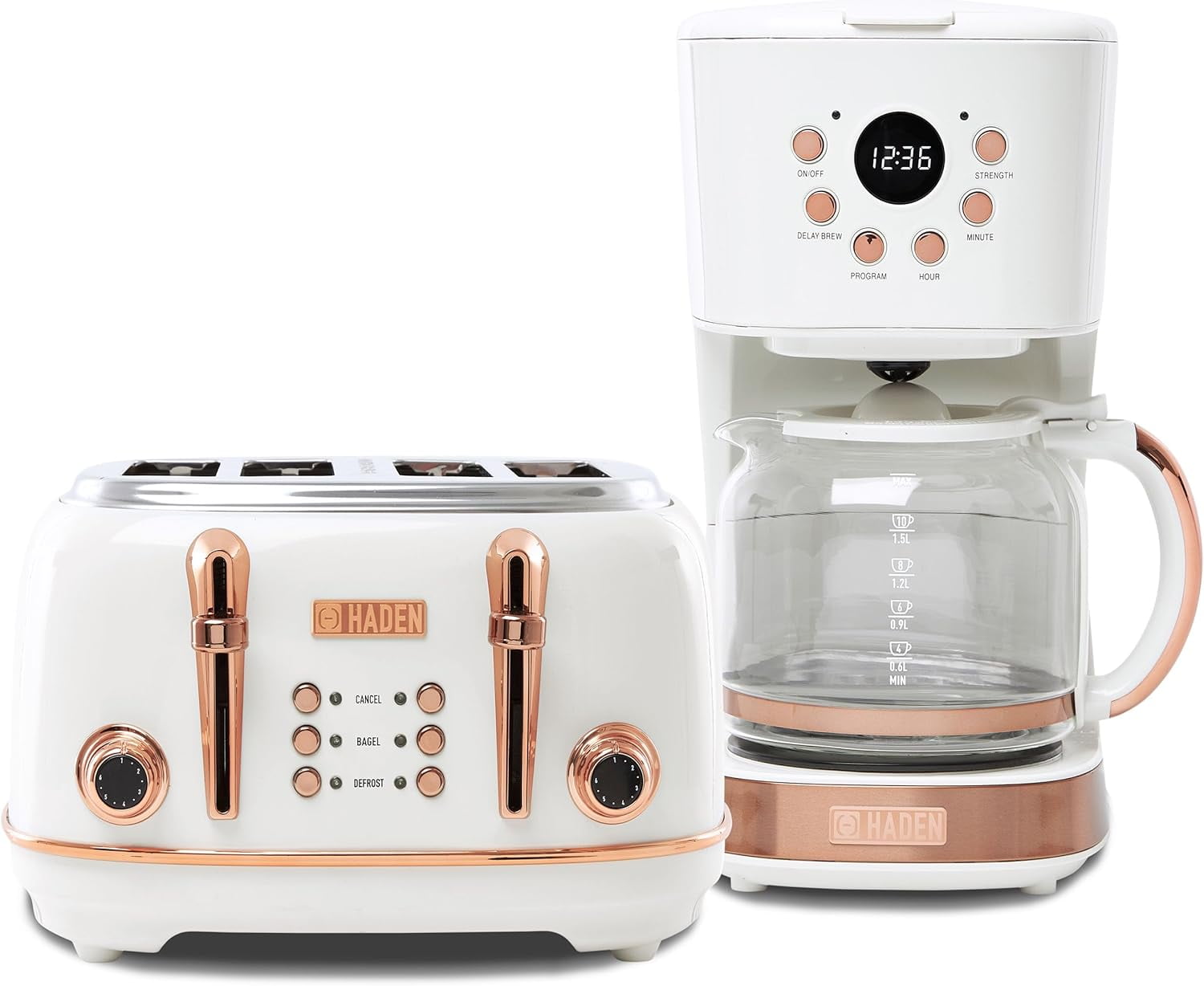 4 Slice Wide Slot Stainless Steel Toaster Bundled with 12 Cup ...