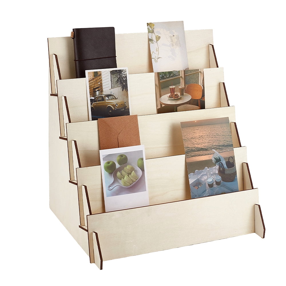 4-Slot Assembled Plywood Display Riser Stands for Greeting Card Display ...