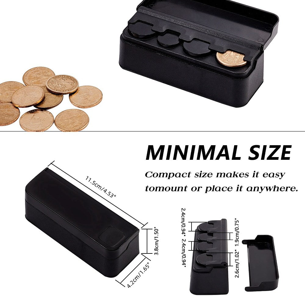 4 Slot Compact Coin Holder 4.5×1.65×1.5" Coin Collection Boxes Black ...