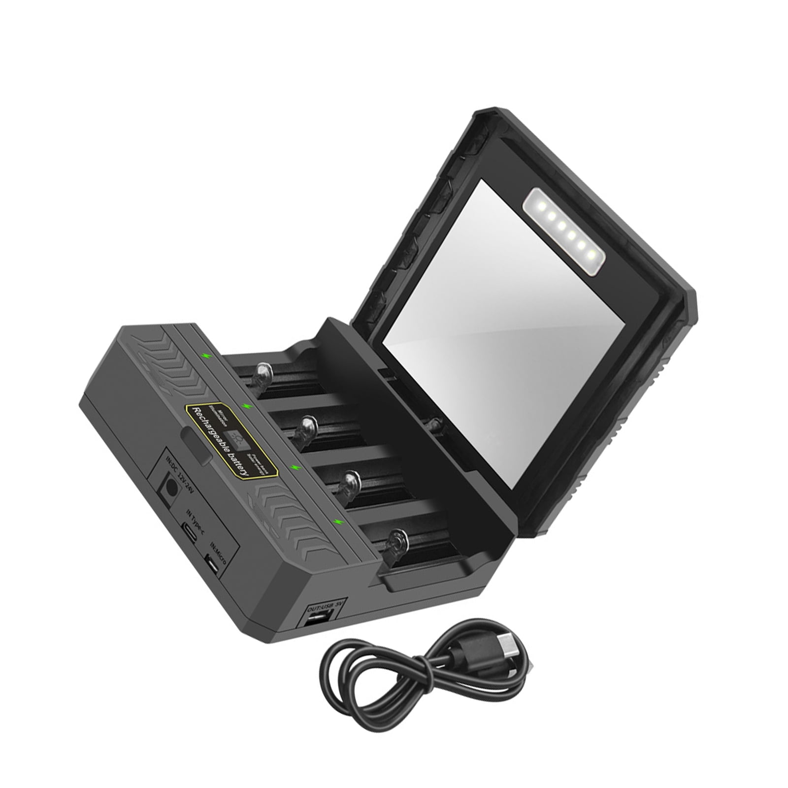 4 Slot USB C Solar Charging Adapter Solar Panel Charging Case Portable ...