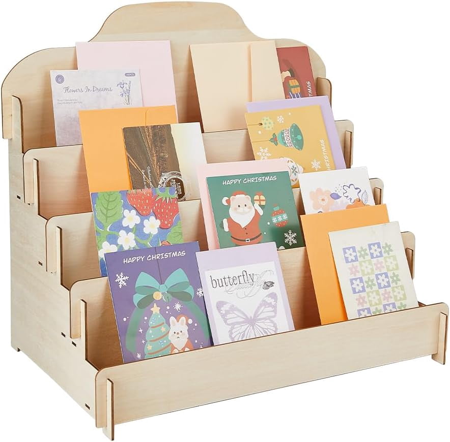4-Slot Wood Display Risers for Greeting Card Display PapayaWhip 40.1x26 ...