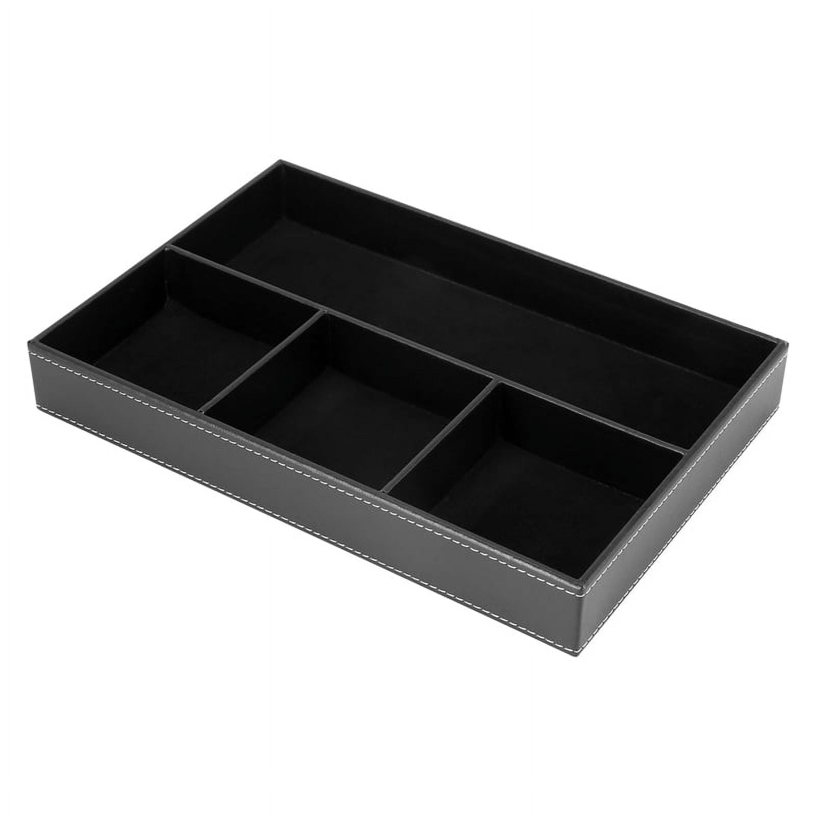 4 Slots Desk Drawer Organizer, Pu Leather Drawer Storage (Black ...