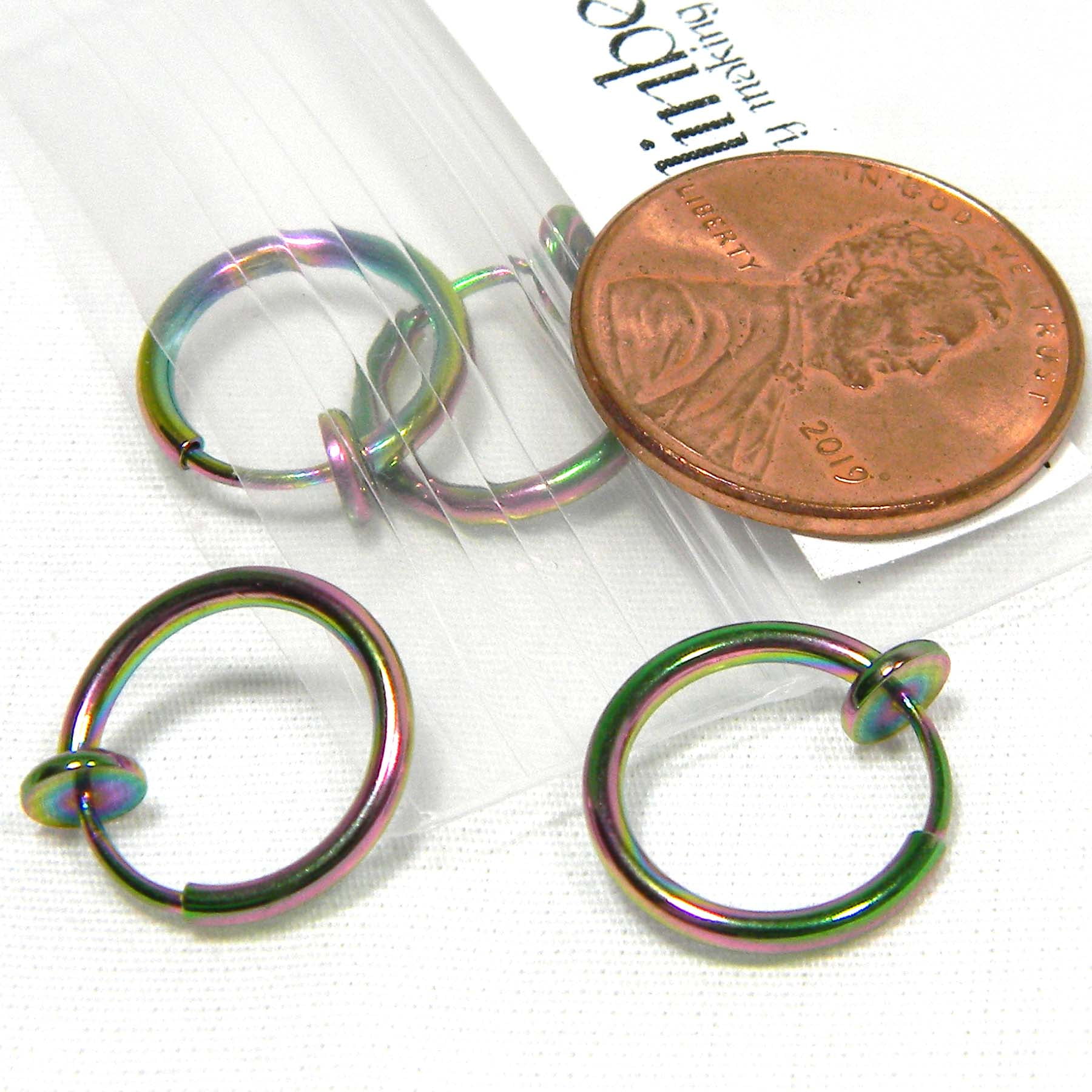 4 Small 1/2 inch Rainbow Ion 304 Grade Stainless Steel Round Clip on ...