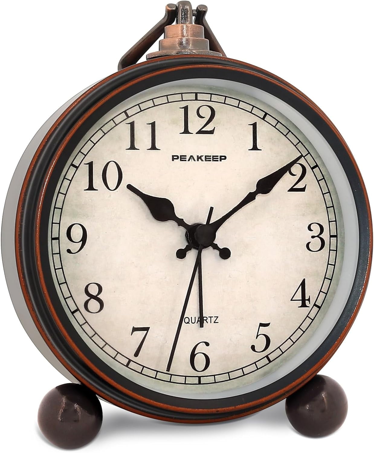 4" Small Battery Operated Antique Retro Analog Alarm Clock with Contour ...