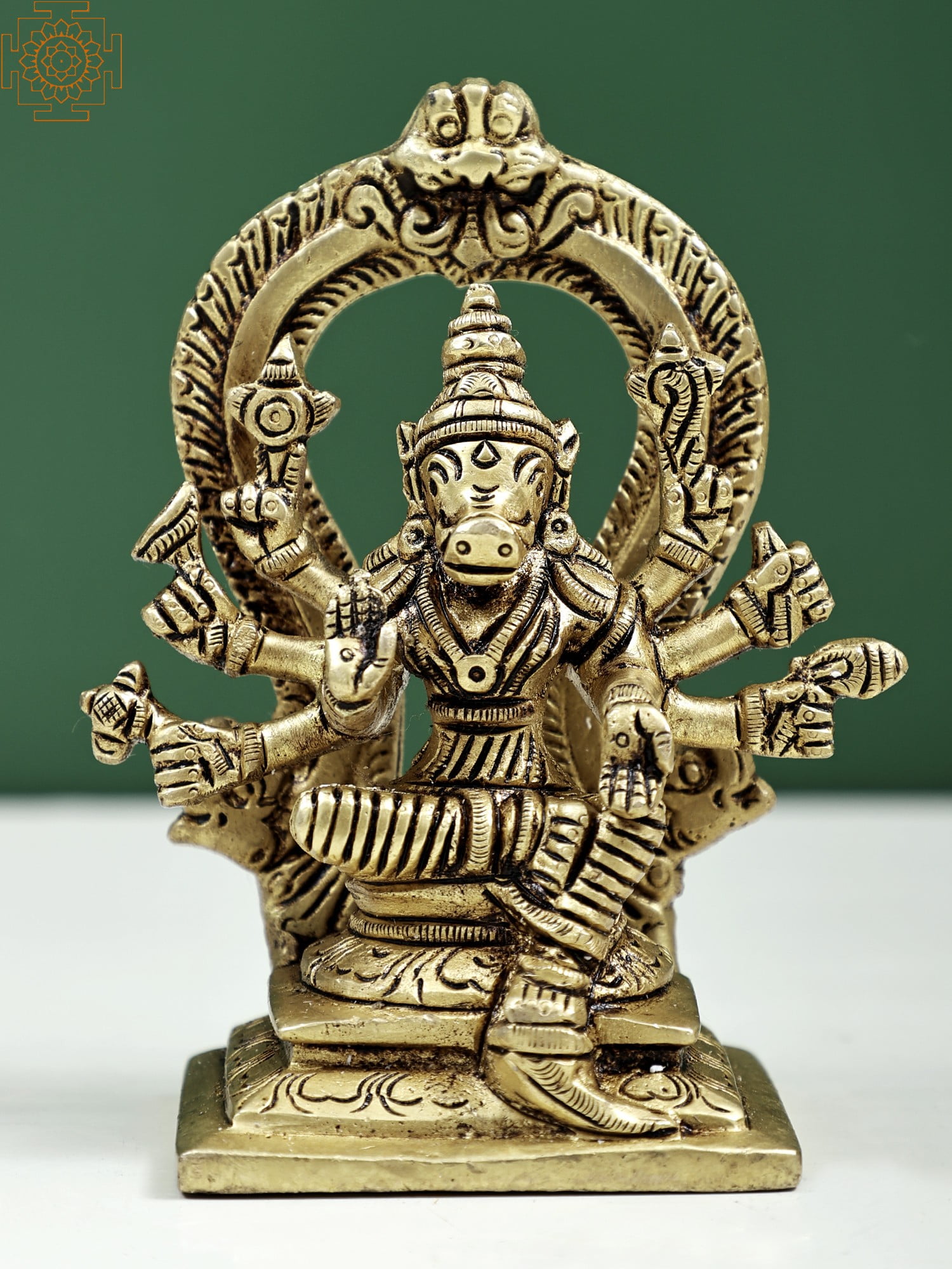 4" Small Eight-Armed Goddess Varahi Brass Statue | Handmade - Brass ...