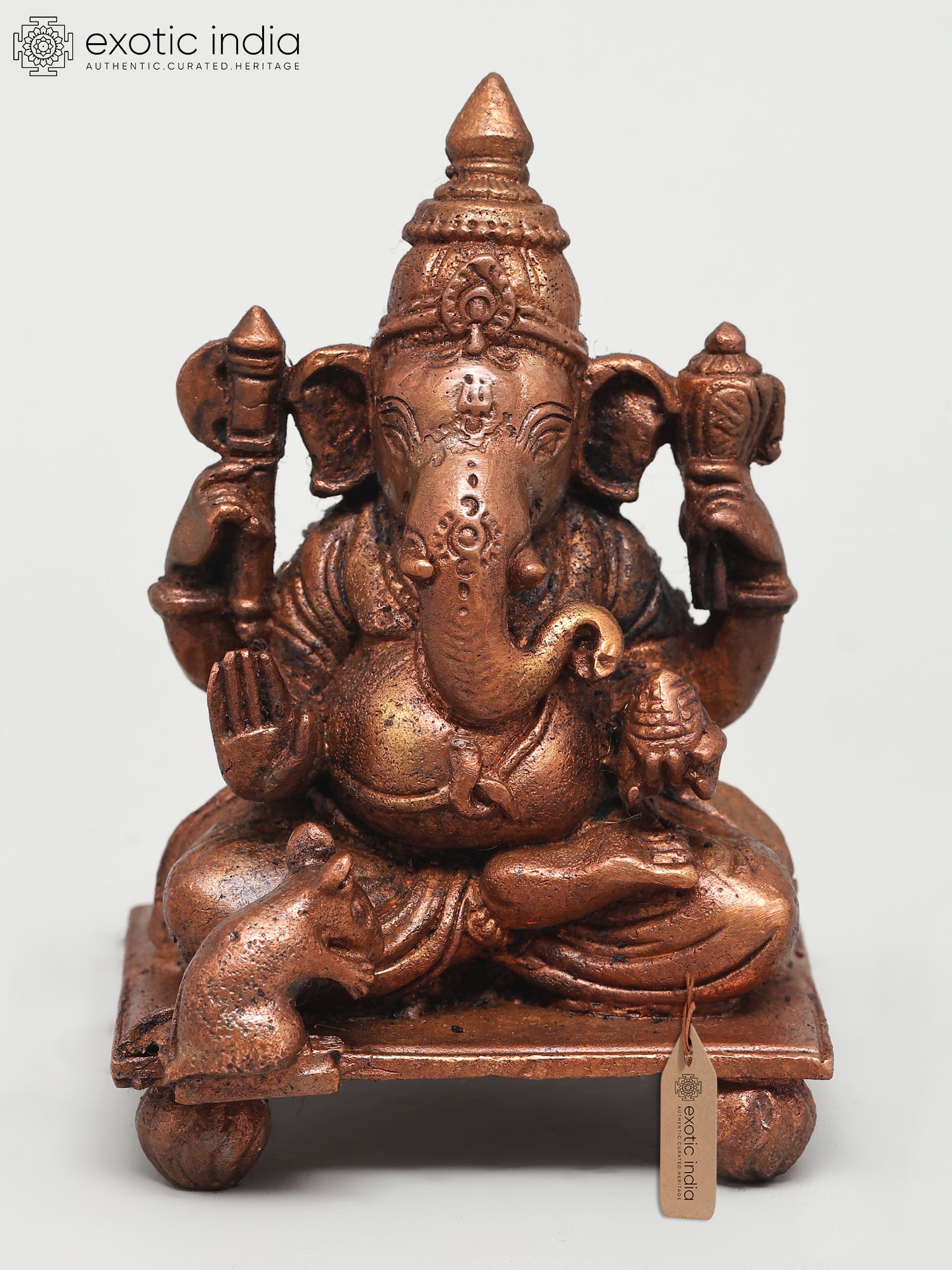 4" Small Four Armed Blessing Lord Ganesha | Copper Statue - Walmart.com