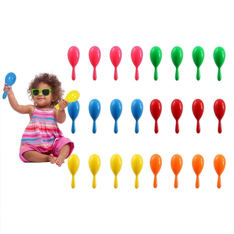 4" Small Maracas, 24-Count Vibrant Neon Maracas, Day of the Dead Party ...