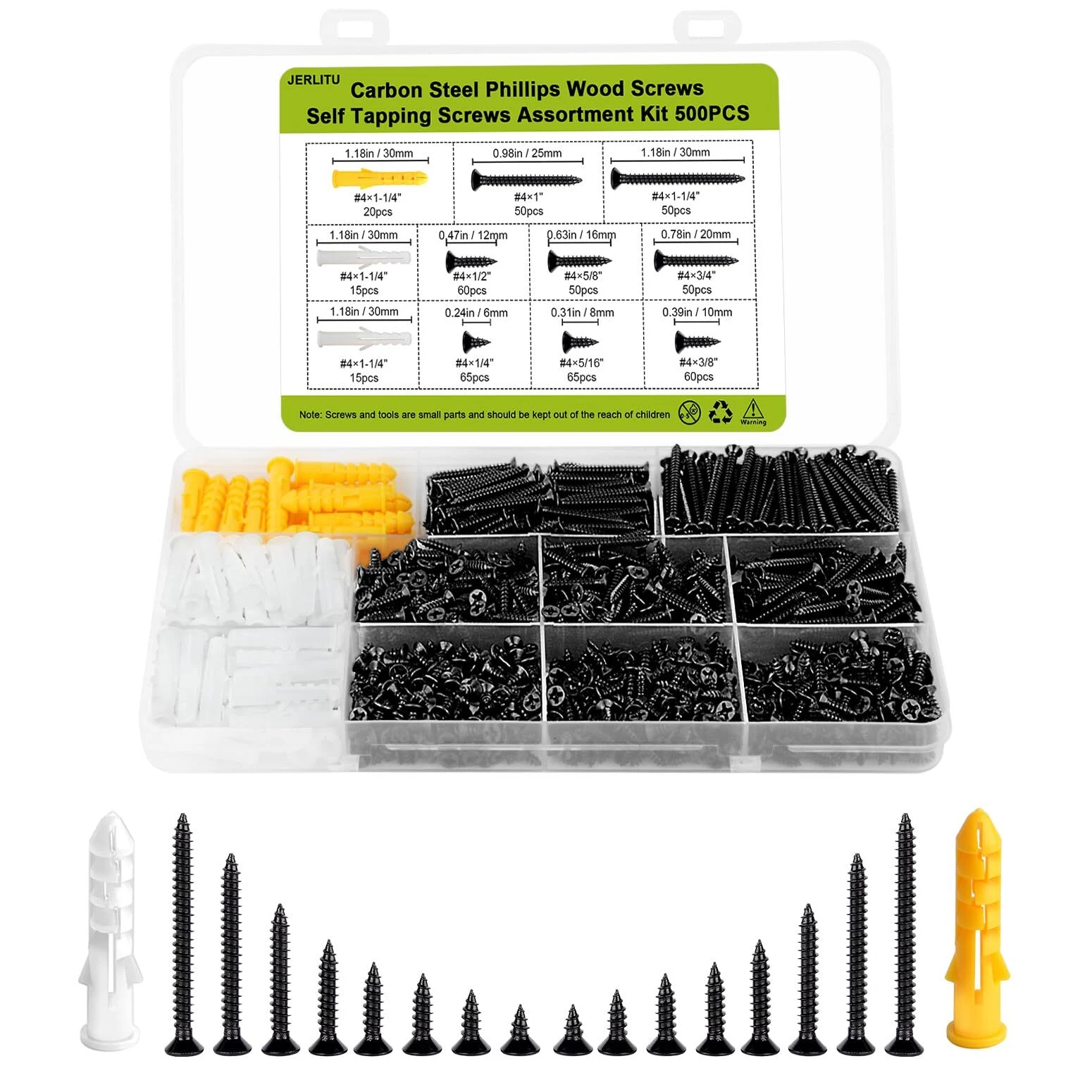 #4 Small Screws Set, Wood Screws Assortment Kit, 500Pcs Tiny Phillips ...