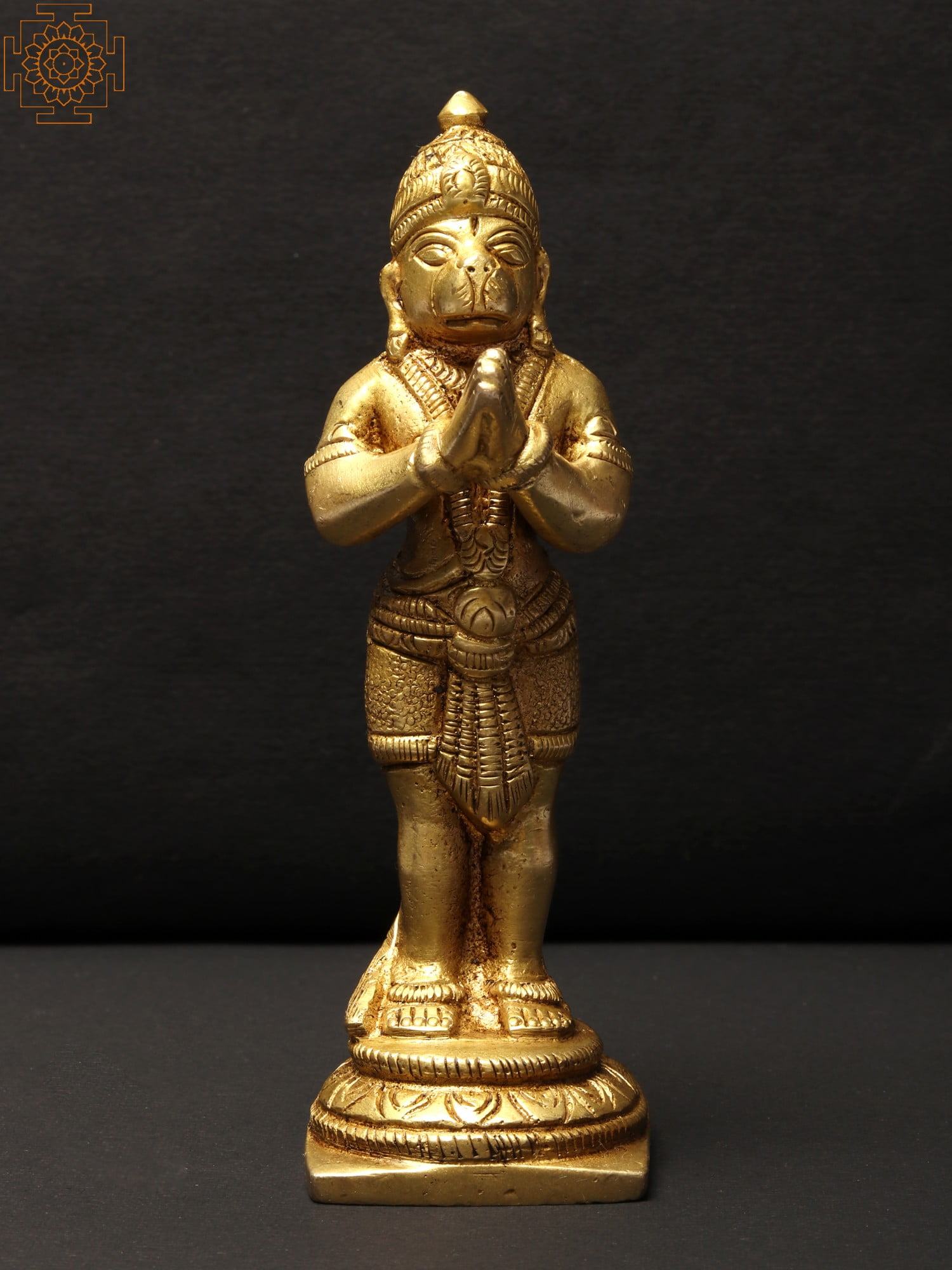 4" Small Standing Lord Hanuman Brass Statue in Namaskar Mudra ...