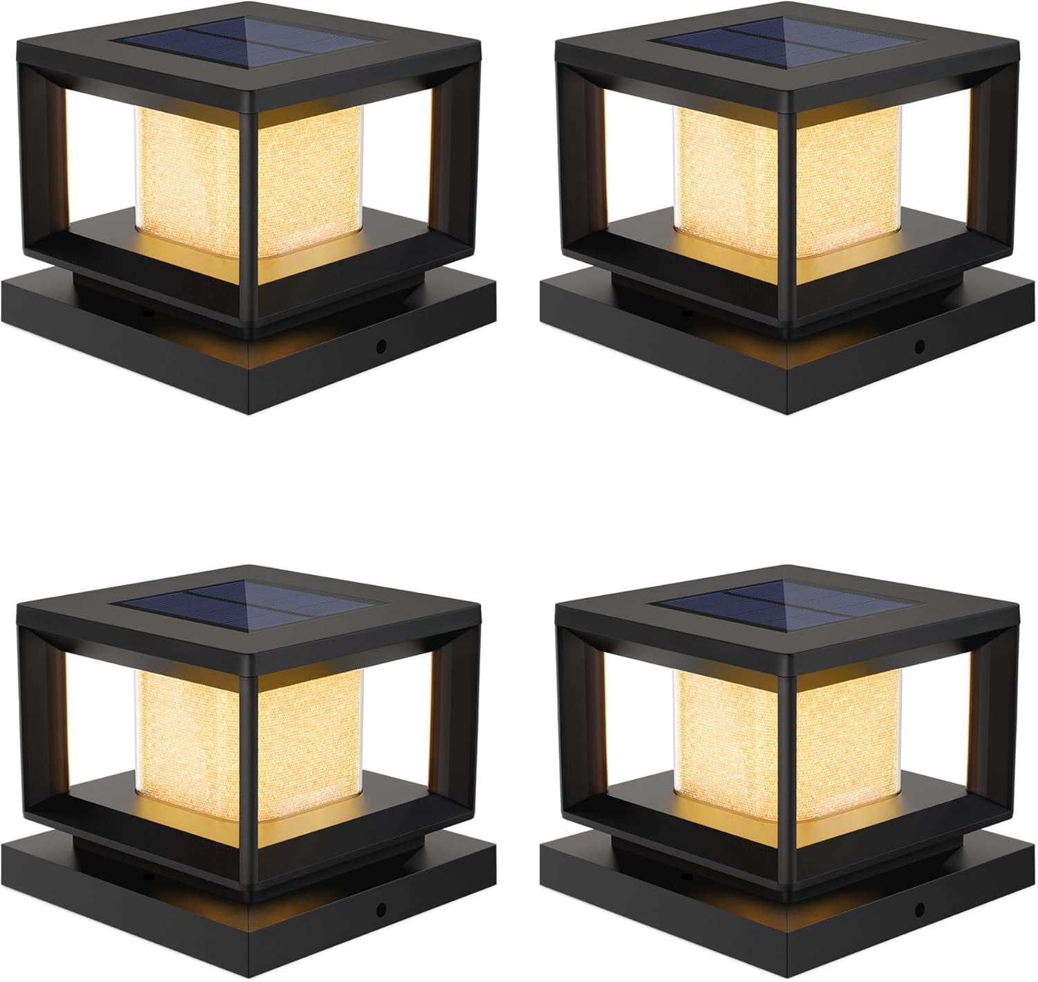 4 Solar Lights Outdoor, Fence Cap for Deck, 4x4 6x6 Wooden Outdoor ...