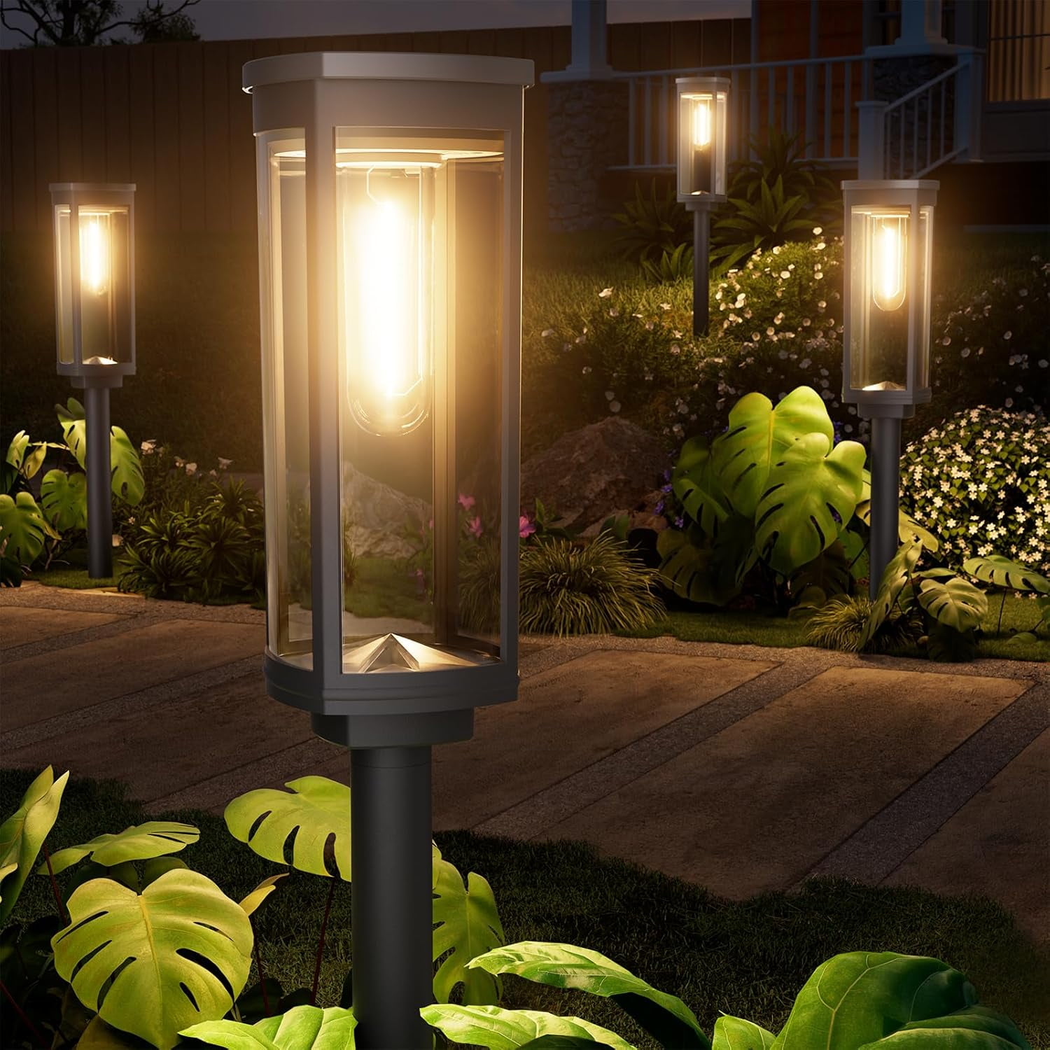4 Solar Pathway Lights Outdoor, Modern Brightness Solar Path Lights ...