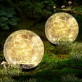 4 Solar Spherical Lights, Outdoor Solar Garden Spheres, Outdoor Cracked ...