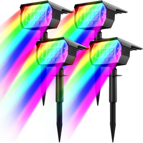 4 Solar Spot Lights Outdoor Color Changing, 7 Modes Halloween Solar ...